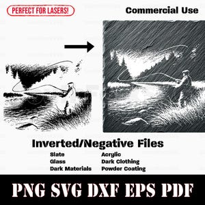 Inverted Fly Fisherman River Scene Svg Png Dxf Eps Pdf Vector Cut Print ...