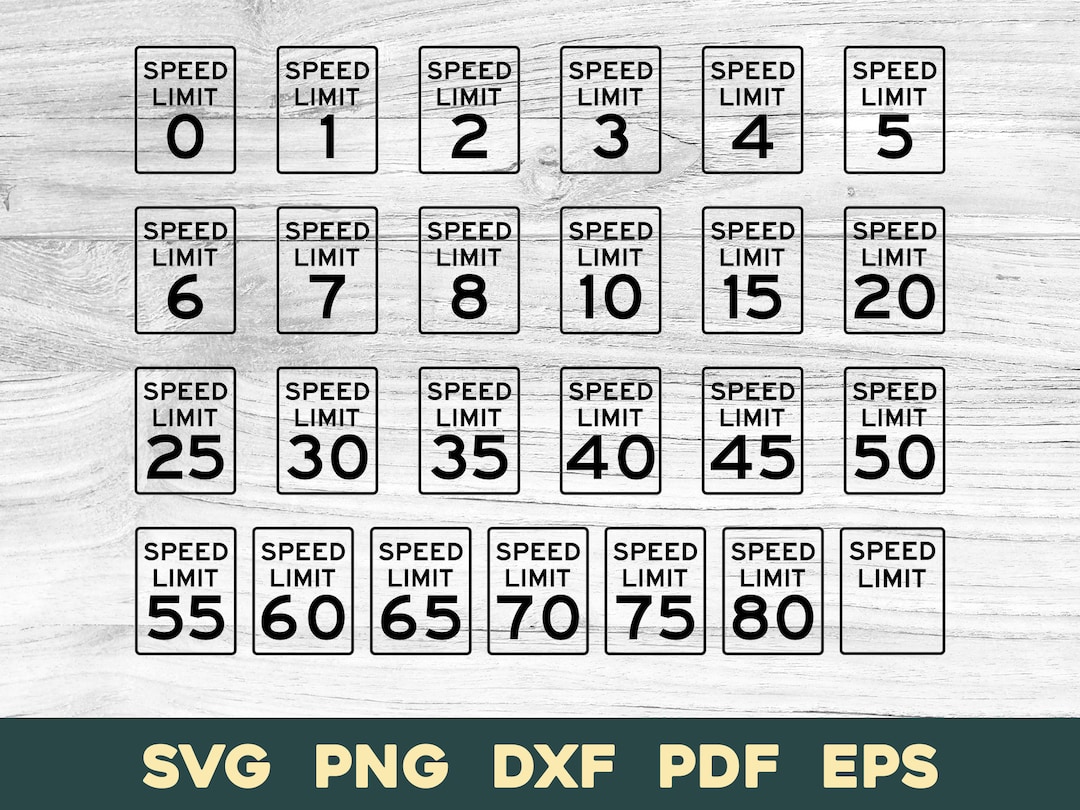 Speed Limit Sign Transparent Outline Bundle | Svg Png Dxf Eps Pdf ...
