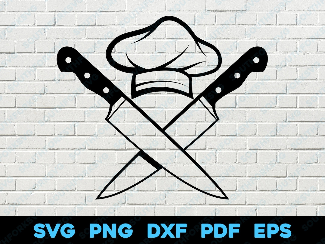 Chefs Hat Crossed Knives Svg Png Dxf Pdf Eps Cut File Clip Art Vector ...