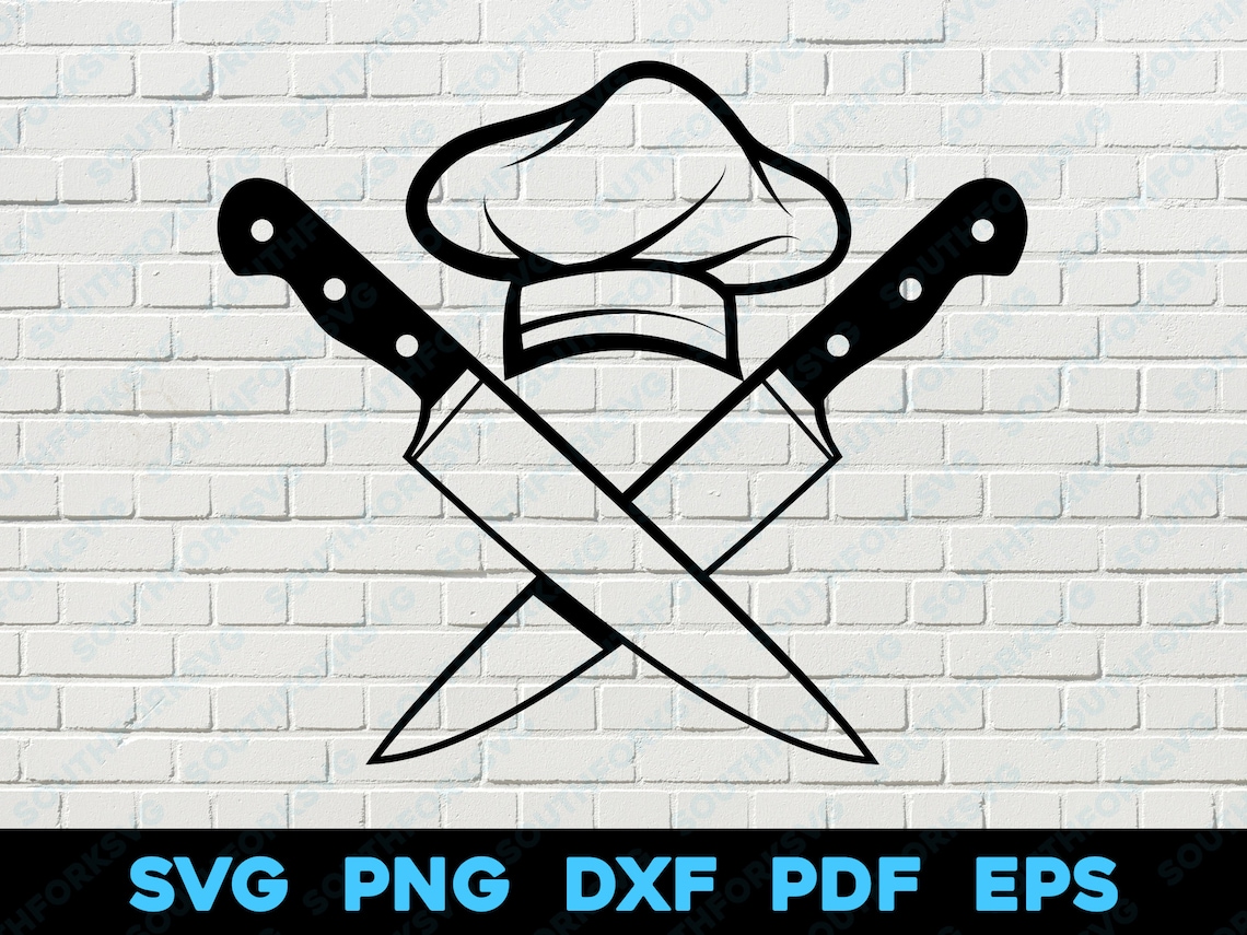 Chefs Hat Crossed Knives Svg Png Dxf Pdf Eps Cut File Clip Art - Etsy