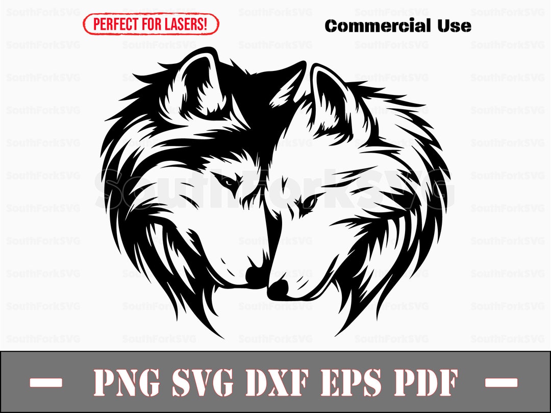 Male & Female Wolves Nuzzling Svg Png Dxf Eps Pdf | Vector Graphic ...