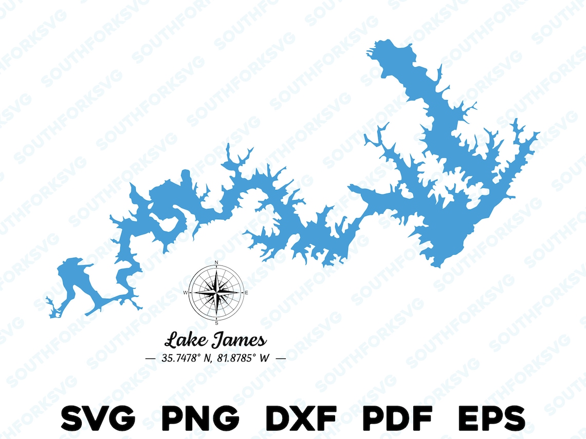 Lake James North Carolina Map Shape Silhouette Svg Png Dxf Pdf - Etsy