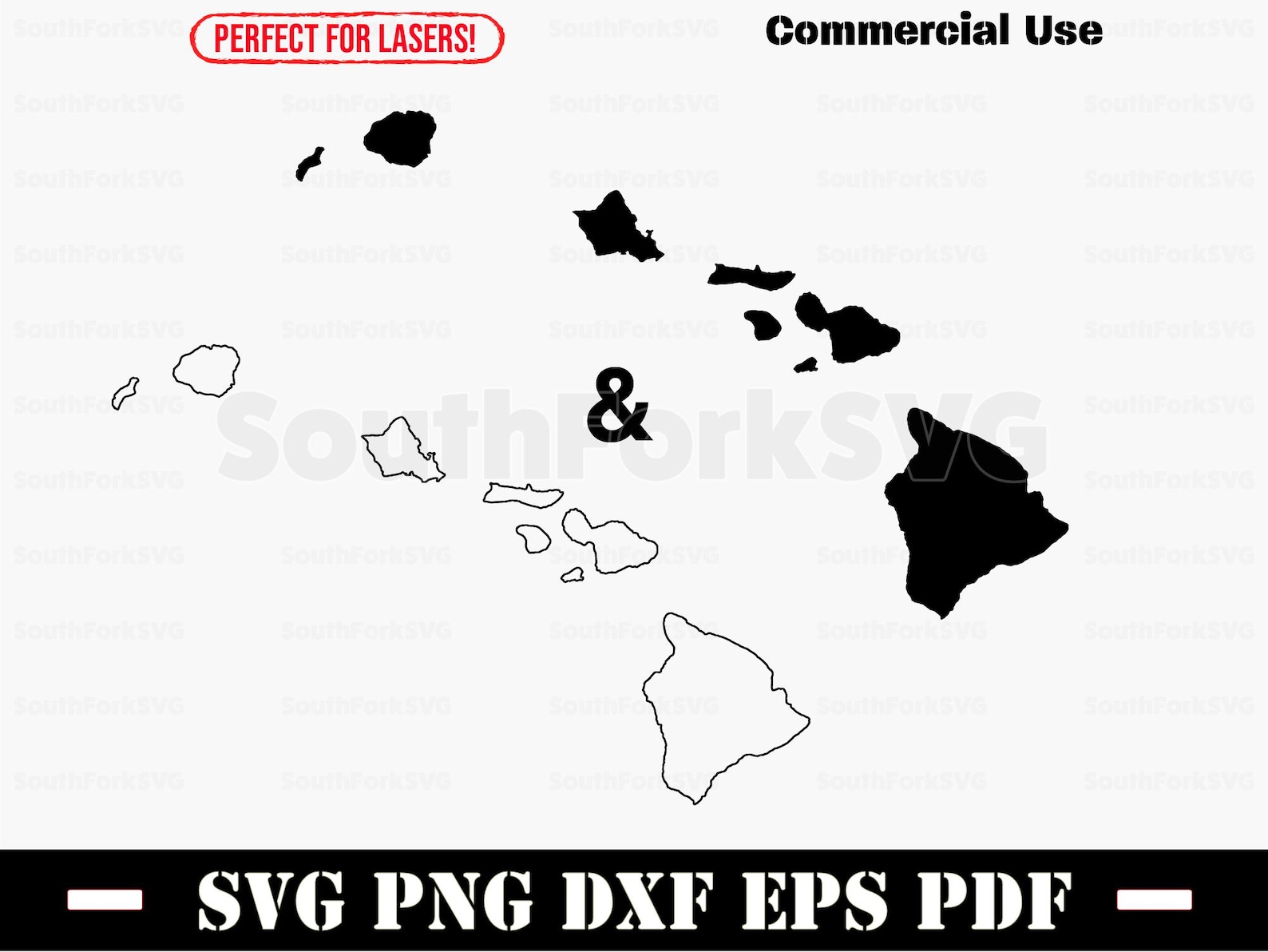 Hawaii Islands State Silhouette & Outline Shapes Svg Png Dxf Pdf Eps ...