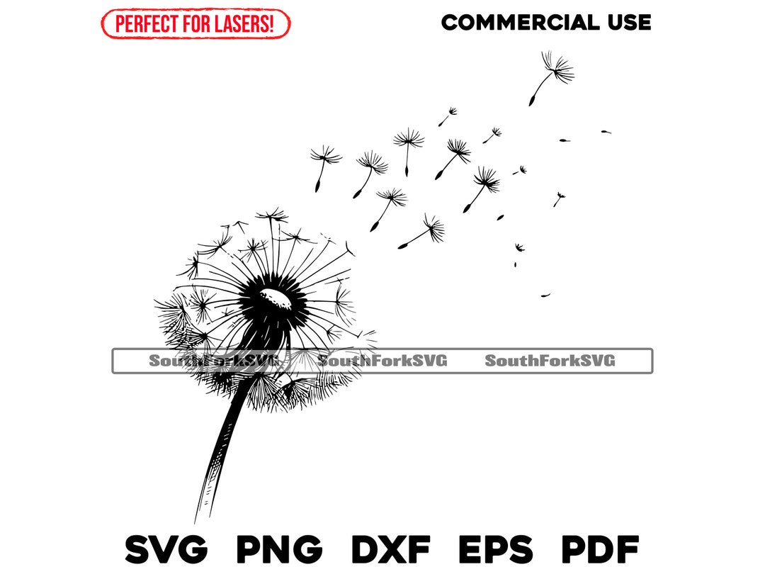 Dandelion Laser Engrave Files Svg Png Dxf Eps Pdf | Vector Graphic ...
