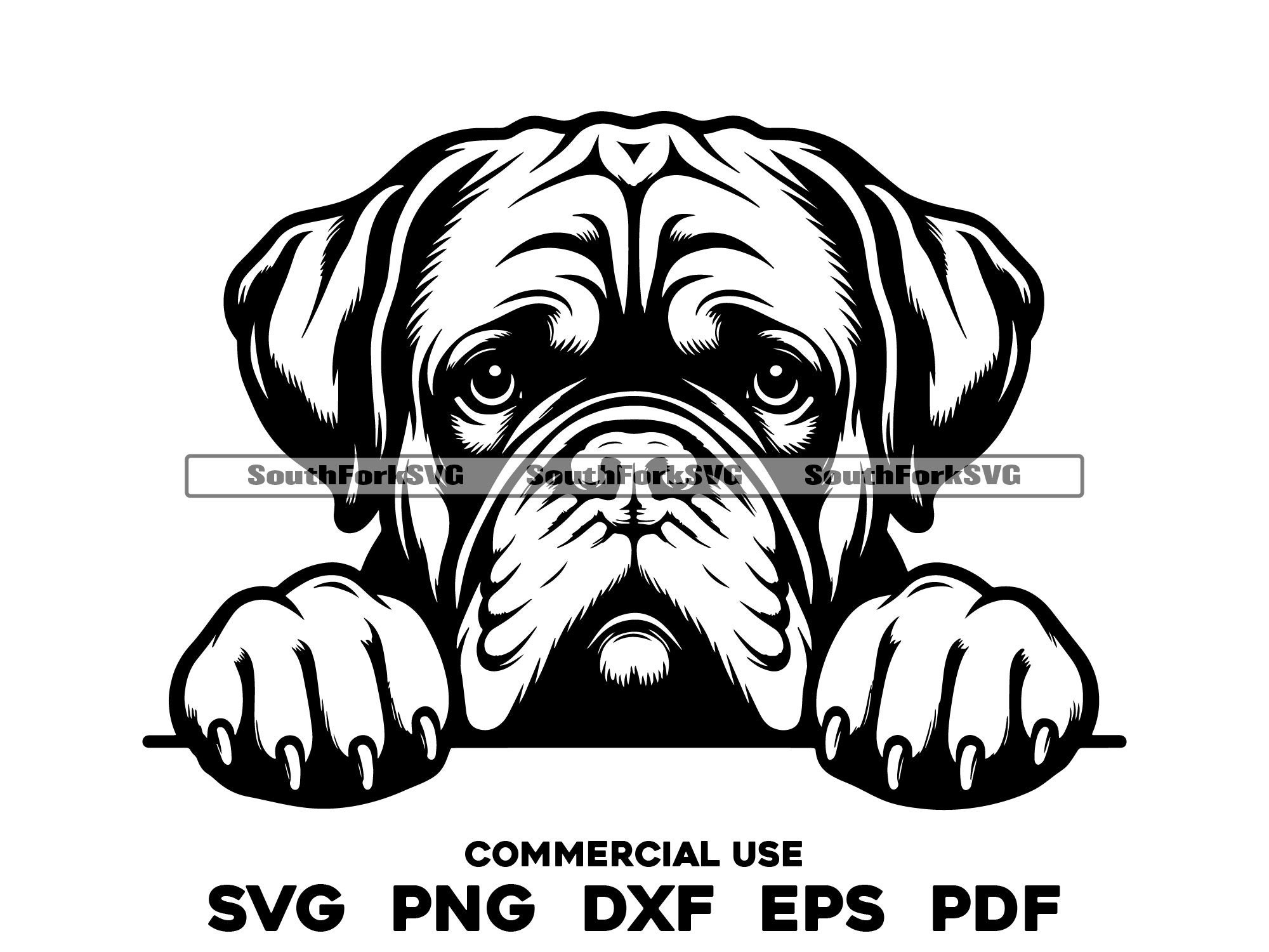Peeking Dogue De Bordeaux Dog Head | Svg Png Dxf Eps Pdf | Vector ...