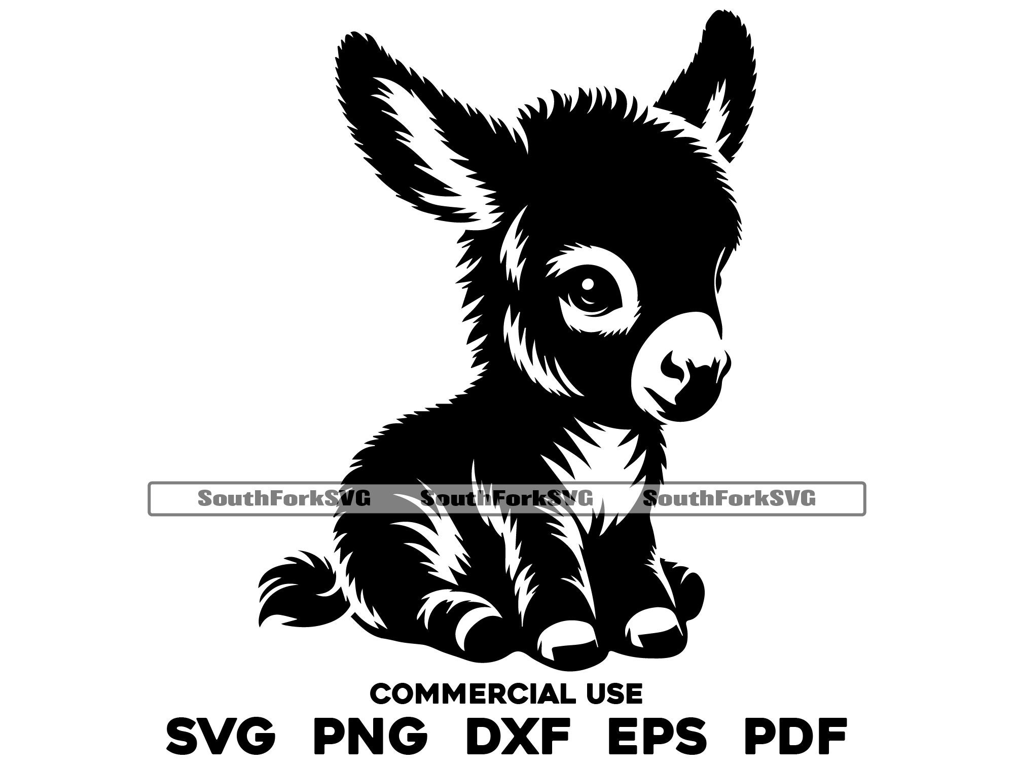 Cute Baby Donkey Svg Png Dxf Eps Pdf Laser Engrave Cut Print Files ...