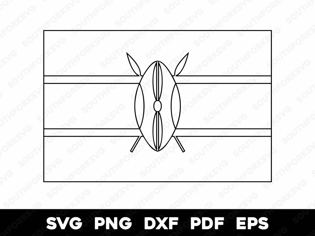 Kenya Kenyan Flag Transparent Outline | Svg Png Dxf Eps Pdf | Vector Graphic Design Cut Print ...