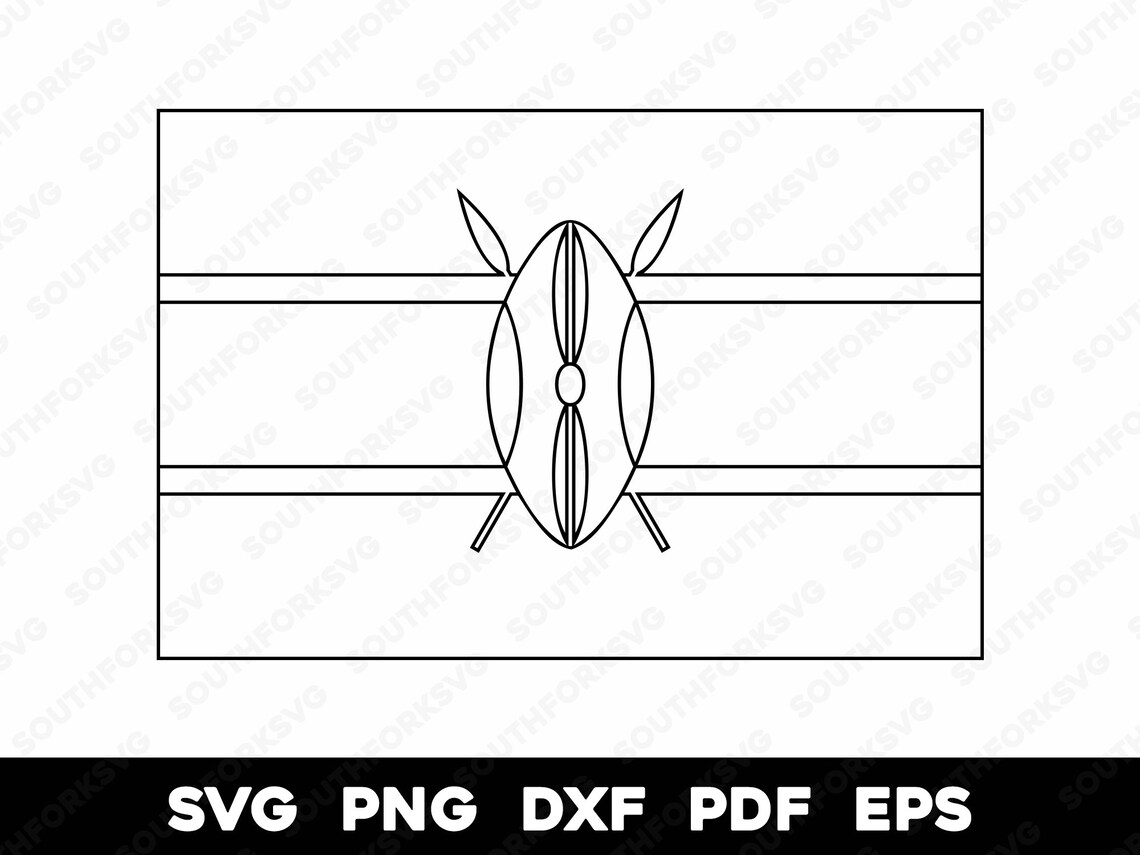 Kenya Kenyan Flag Transparent Outline | Svg Png Dxf Eps Pdf | Vector ...