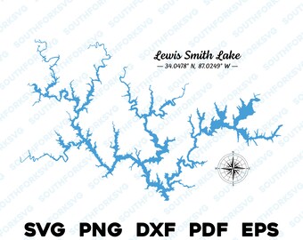 Lewis Smith Lake Alabama Map Shape SVG Cut File PNG DXF - Etsy UK