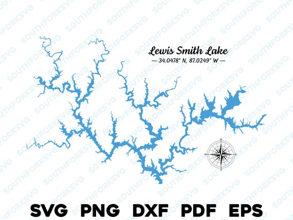 Lewis Smith Lake Alabama Map Shape Silhouette Svg Png Dxf Pdf - Etsy