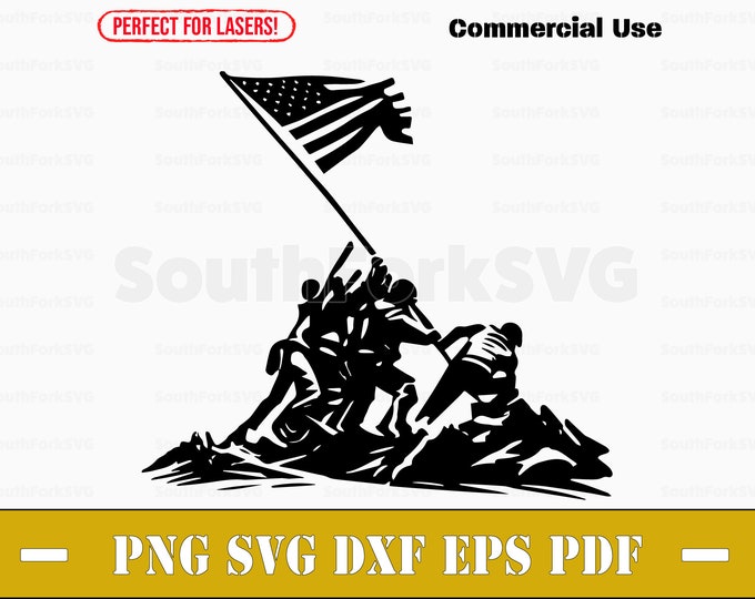 Raising the Flag on Iwo Jima Digital File Download SVG PNG JPG DXF_ - Etsy
