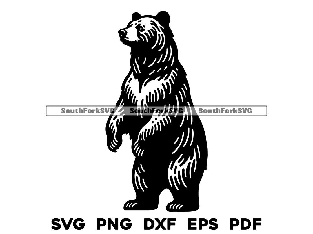 Standing Bear Design | Svg Png Dxf Eps Pdf | Laser Engrave Cut Print Files Vector Graphic Clip ...