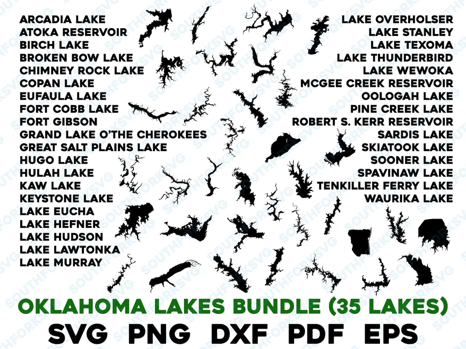 35 Oklahoma Lake Mega Bundle Map Shape Silhouette Svg Png Dxf Pdf Eps ...