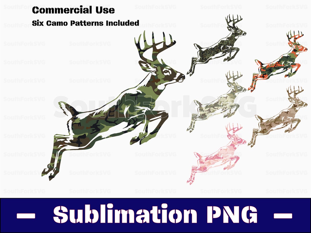 Deer Buck Camo Pattern Sublimation PNG Bundle Transparent High Res for ...