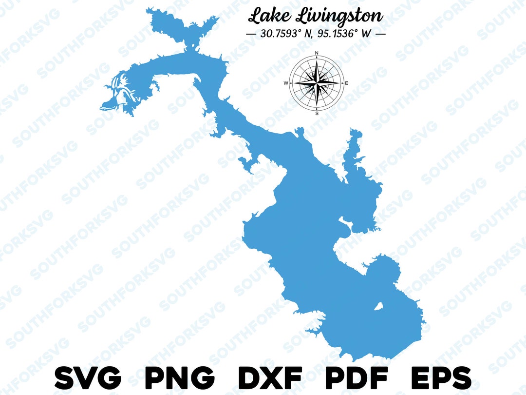 Lake Livingston Texas Map Shape Silhouette Svg Png Dxf Pdf Eps Vector ...