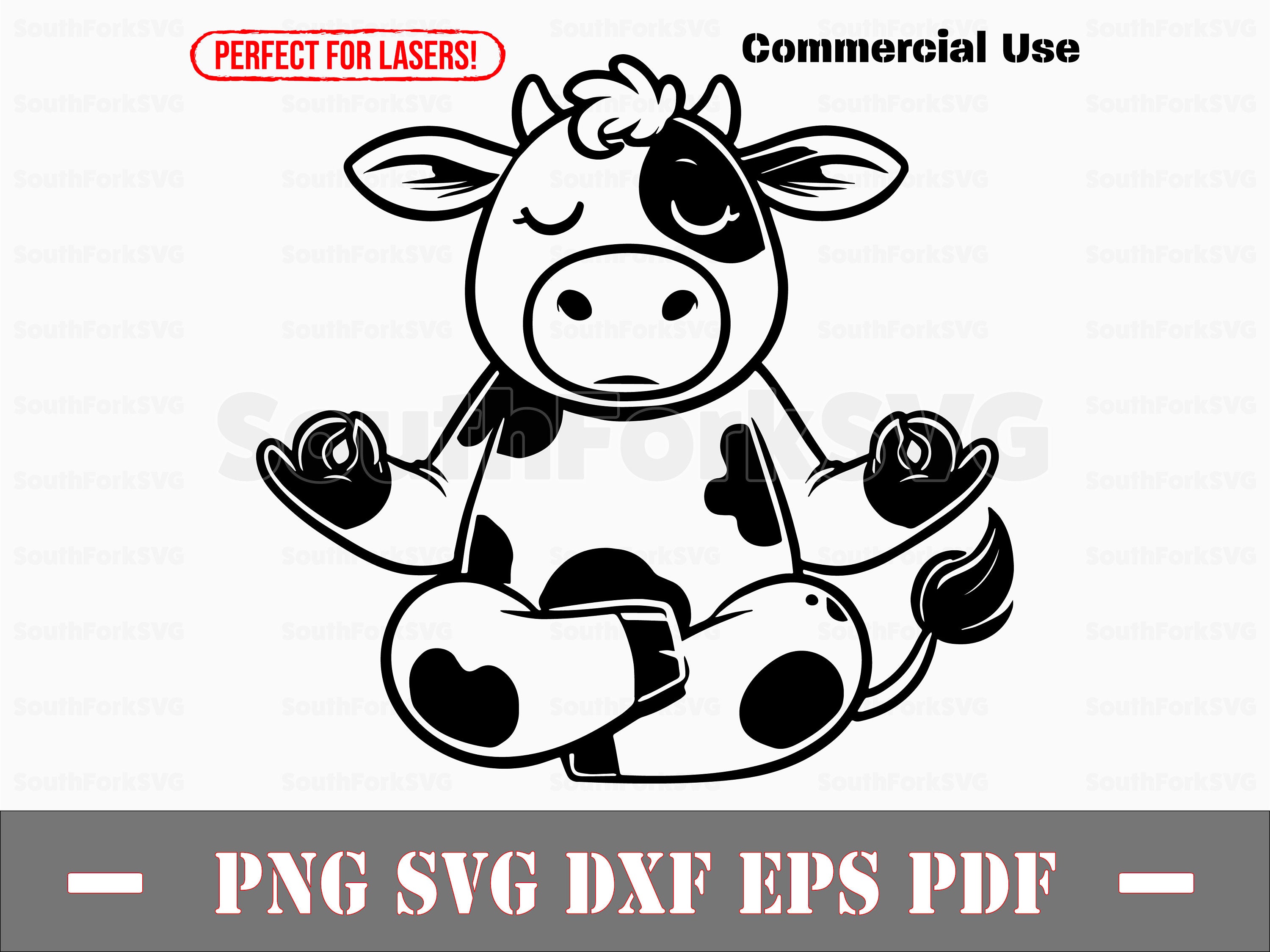 Cute Cow Meditating Svg Png Dxf Eps Pdf | Transparent Vector Graphic ...