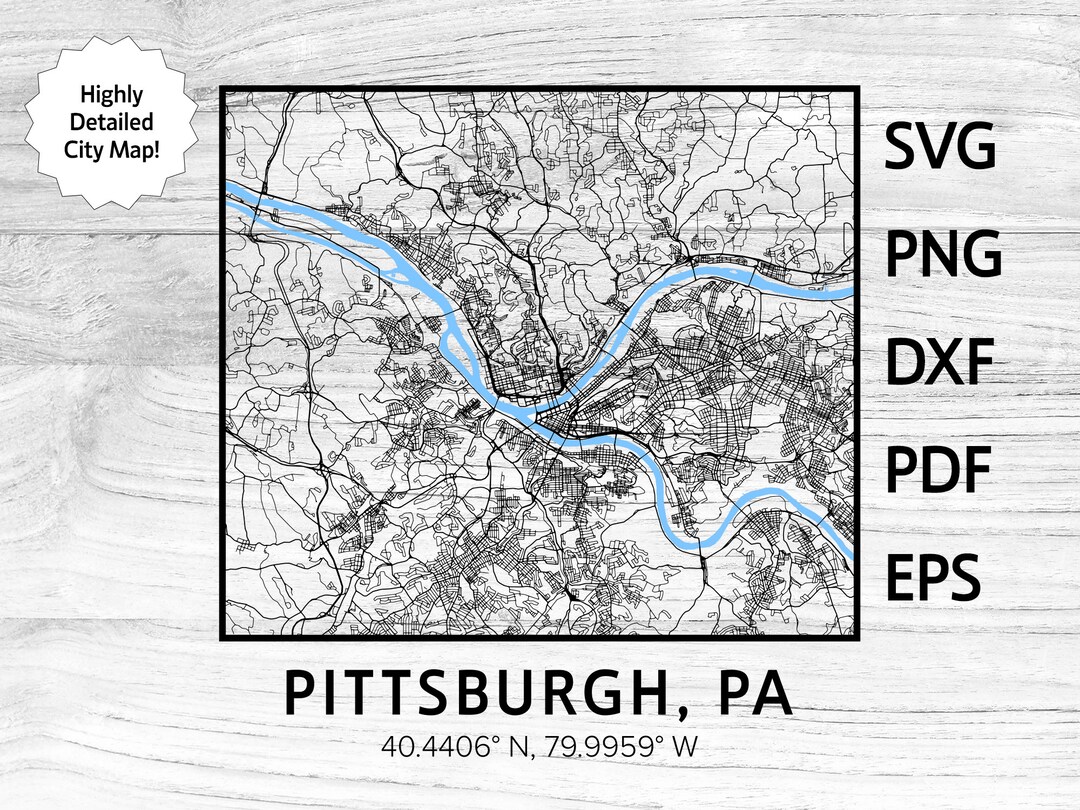 Pittsburgh Pennsylvania PA City Map | Svg Png Dxf Pdf Eps | Vector ...