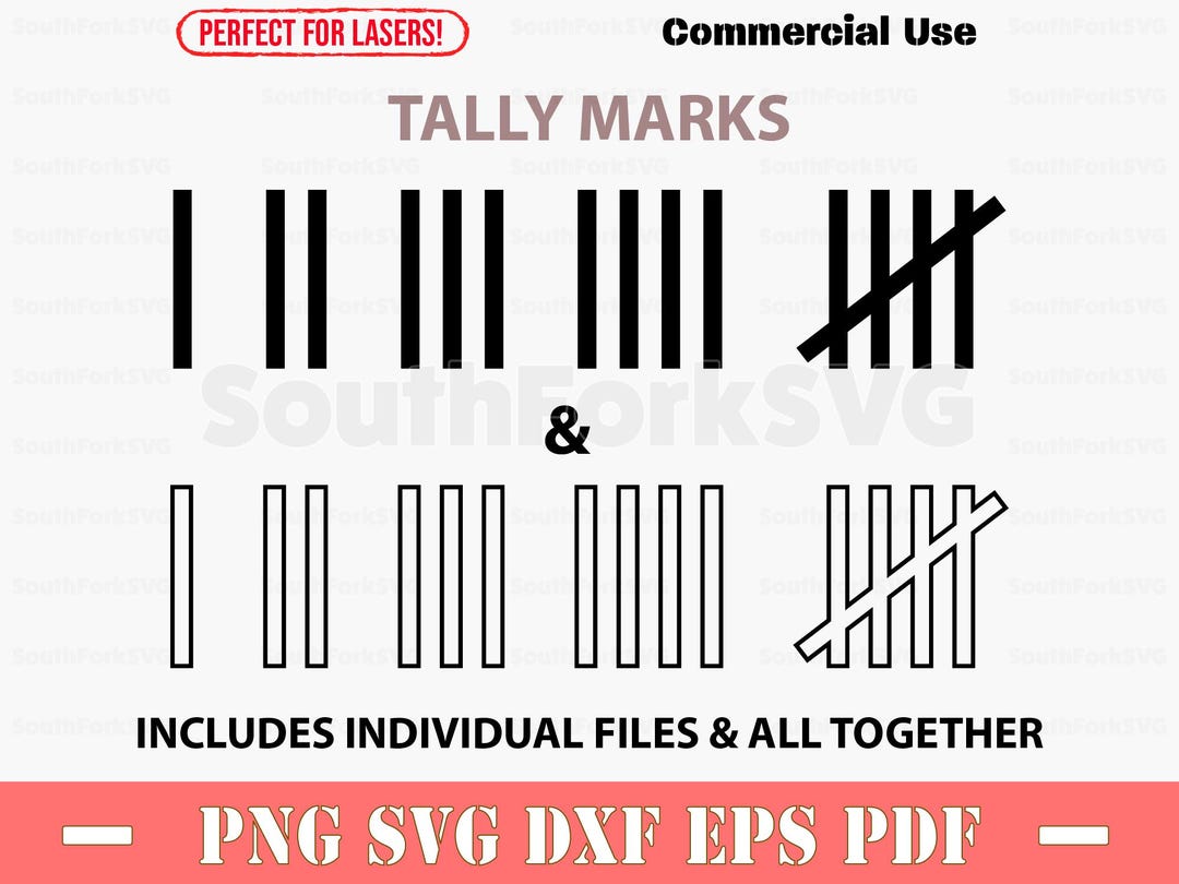 Tally Marks Hash Marks 1-5 Svg Png Dxf Eps Pdf | Vector Graphic Design ...