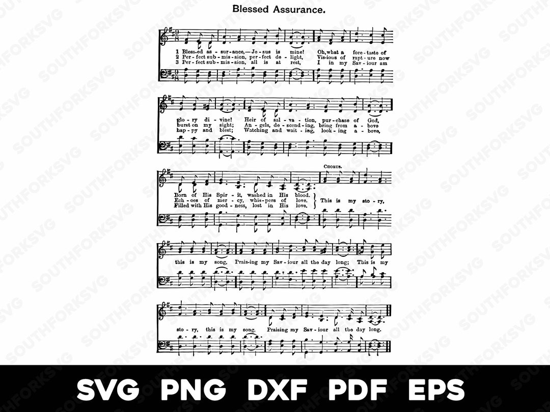 Blessed Assurance Hymn Sheet Music | Svg Png Dxf Eps Pdf | Graphic ...
