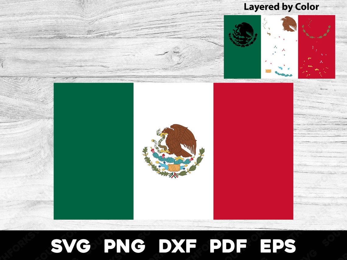 Mexico Mexican Flag Simplified | Svg Png Dxf Eps Pdf | Layered by Color ...