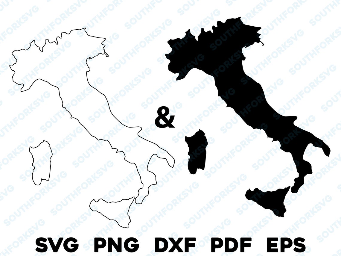 Italy Country Silhouette & Outline Shapes Svg Png Dxf Pdf Eps Vector ...