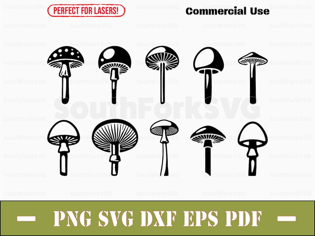 Simple Mushrooms Bundle Svg Png Dxf Eps Pdf | Vector Graphic Design Cut ...