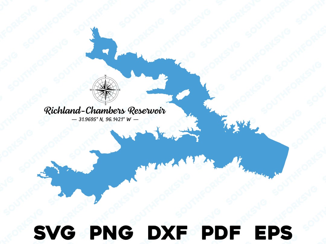 Richland-chambers Reservoir TX Lake Map Shape Outline Silhouette Svg ...