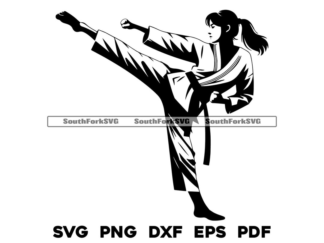 Karate Martial Arts Girl Kick Svg Png Dxf Eps Pdf | Transparent Vector ...