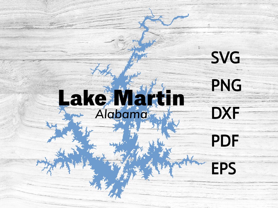 Lake Martin Alabama Map Shape Silhouette Svg Png Dxf Pdf Eps Vector ...