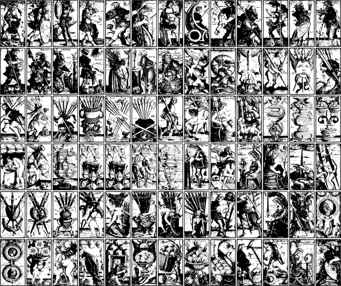 Full 78 Set Sola Busca Ancient Italian Tarot Card Deck SVG PNG - Etsy