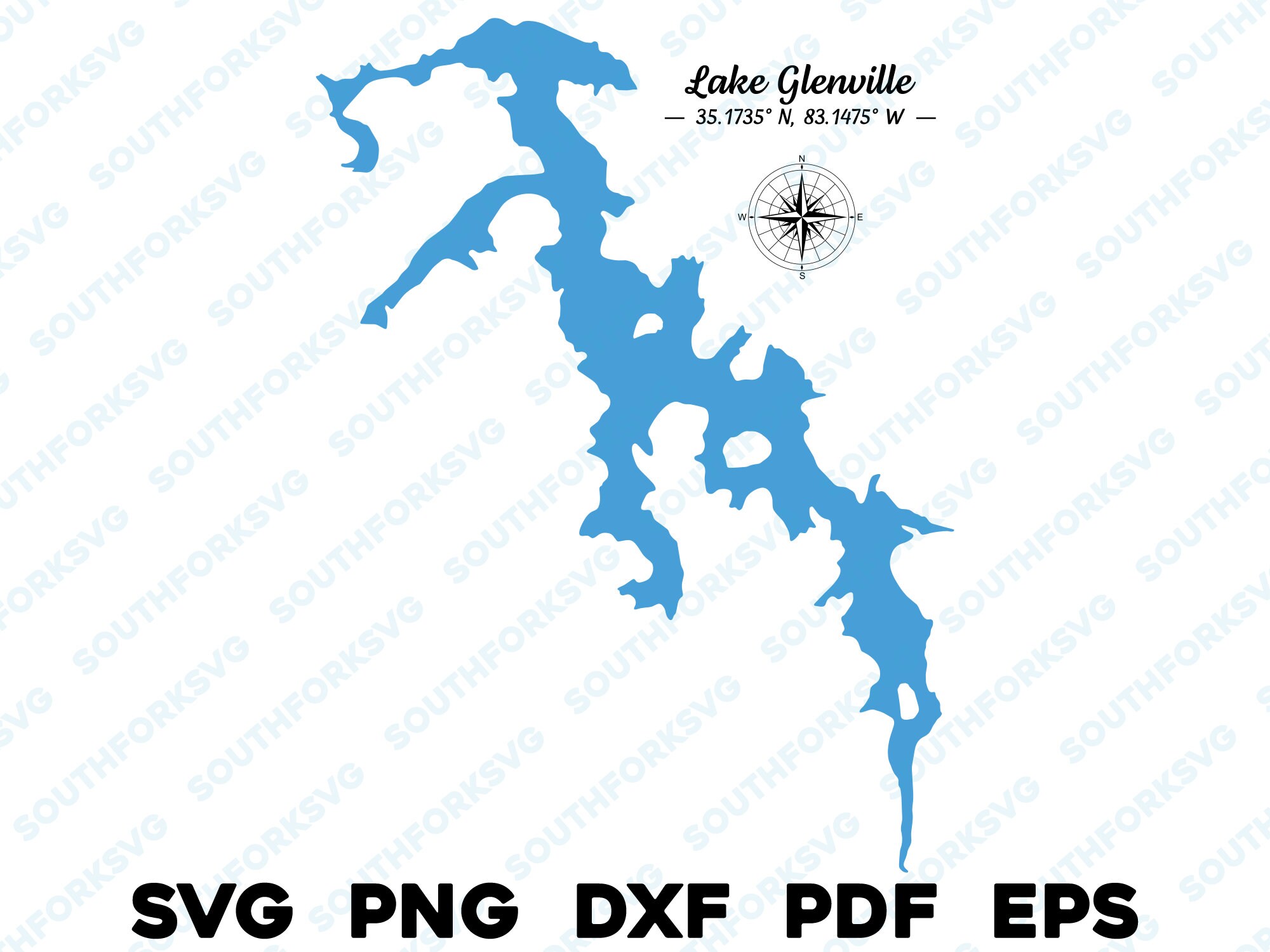 Lake Glenville North Carolina Map Shape Silhouette Svg Png Dxf Pdf Epsf ...
