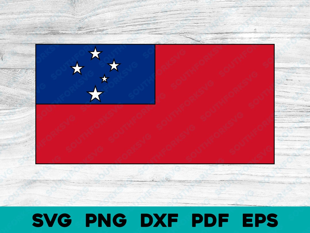 Samoa National Country Flag W/ Outline Svg Png Dxf Eps Pdf Layered by ...