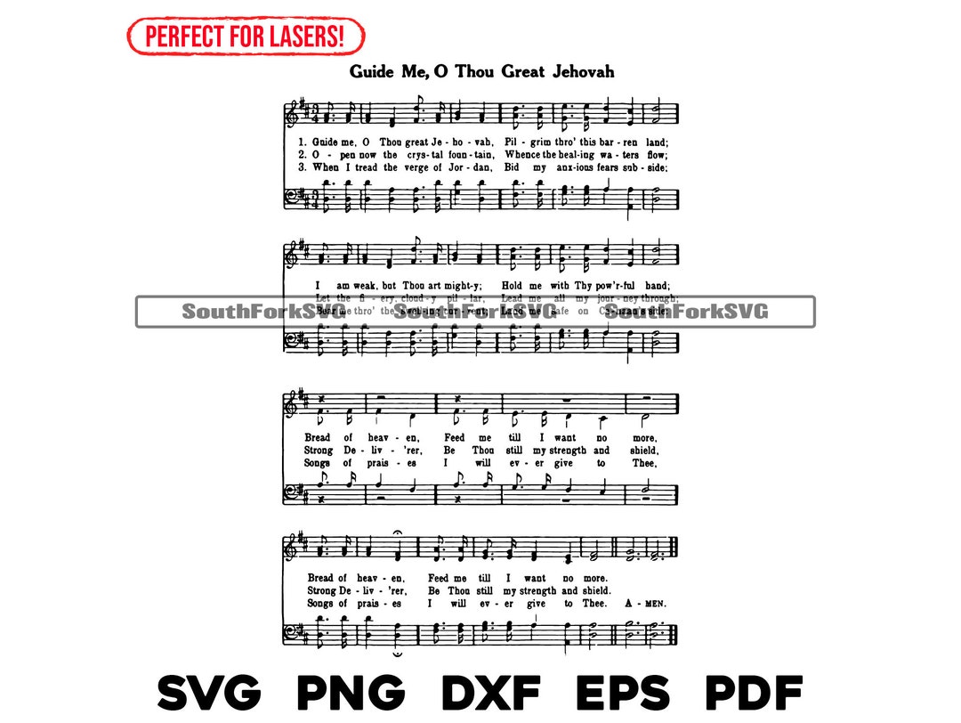 Guide Me O Thou Great Jehovah Hymn Sheet Music Svg Png Dxf Eps Pdf ...