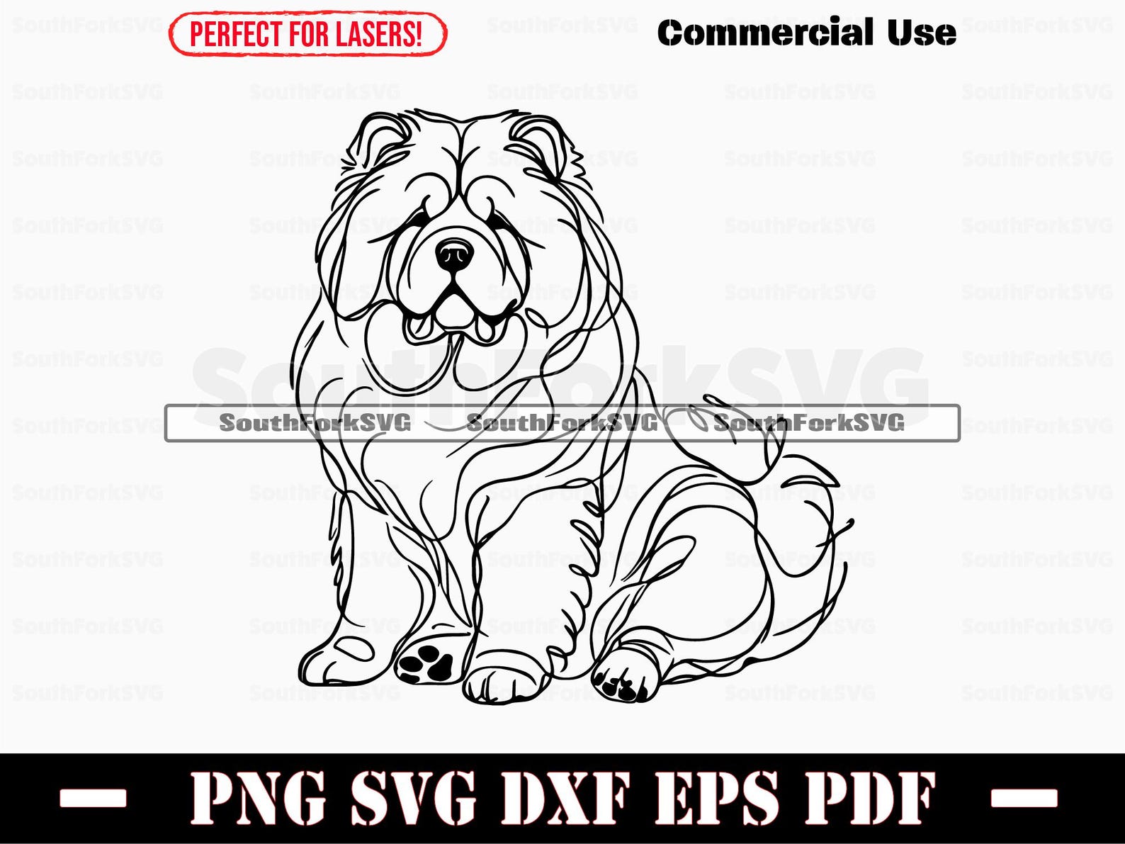 Chow Chow Dog Line Art | Svg Png Dxf Eps Pdf | Vector Graphic Cut Laser ...