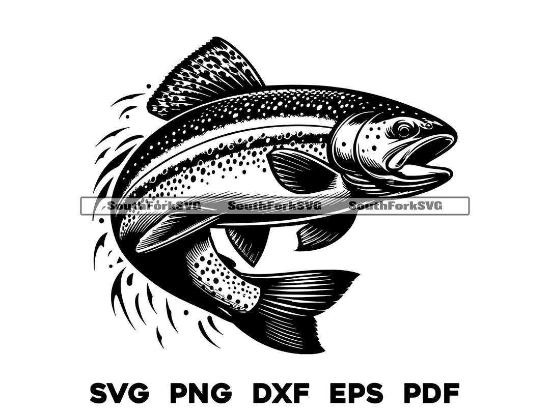 Rainbow Trout Jumping | Svg Png Dxf Eps Pdf | Transparent Vector ...