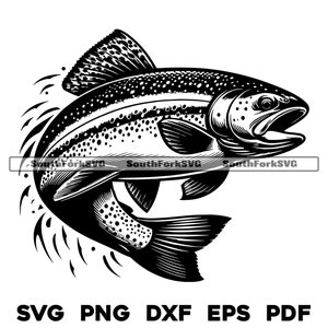 Rainbow Trout Jumping | Svg Png Dxf Eps Pdf | Transparent Vector ...