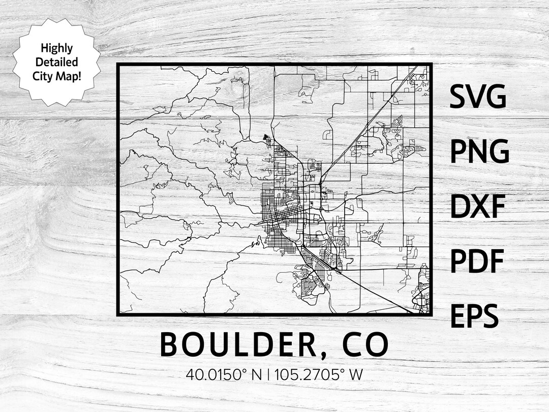 Boulder Colorado CO City Street Road Map | Svg Png Dxf Pdf Eps | Vector ...