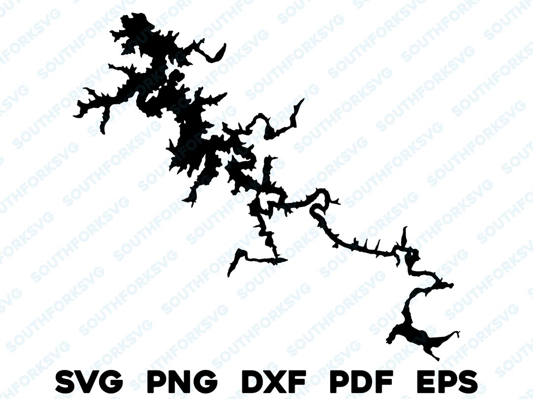 Lake Nottely Georgia Map Shape Silhouette Svg Png Dxf Pdf Eps Vector ...