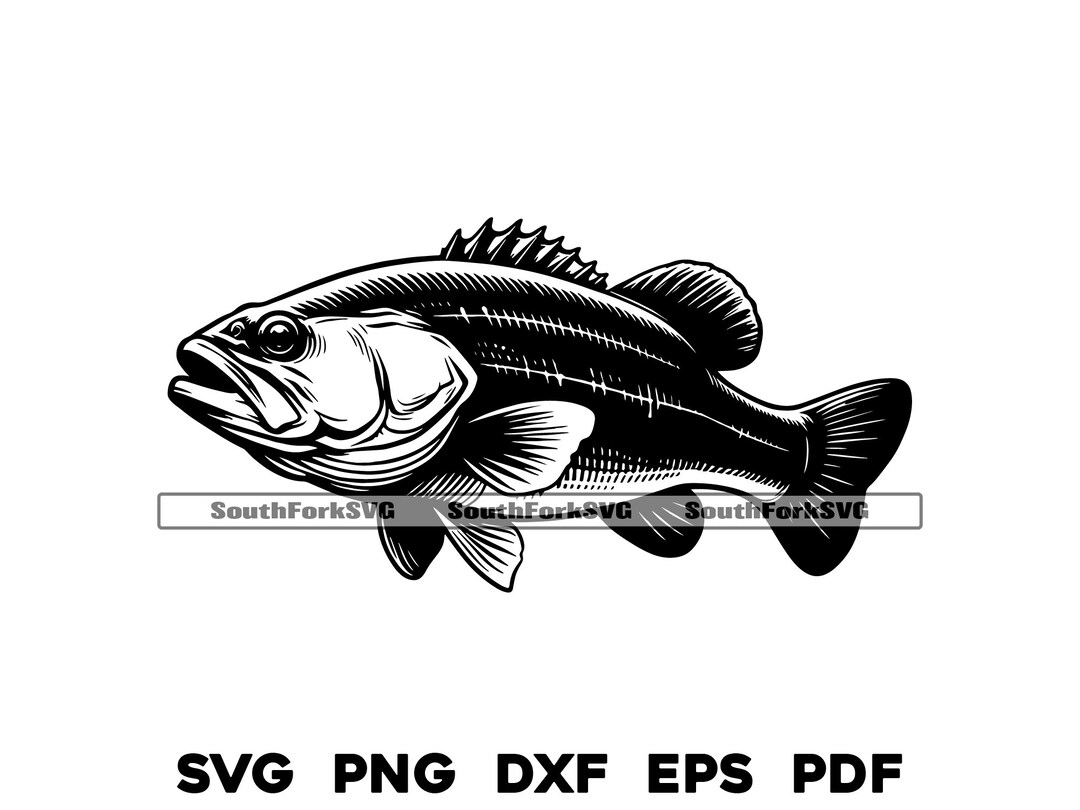 Largemouth Bass Svg Png Dxf Eps Pdf | Laser Engrave Cut Print Files ...