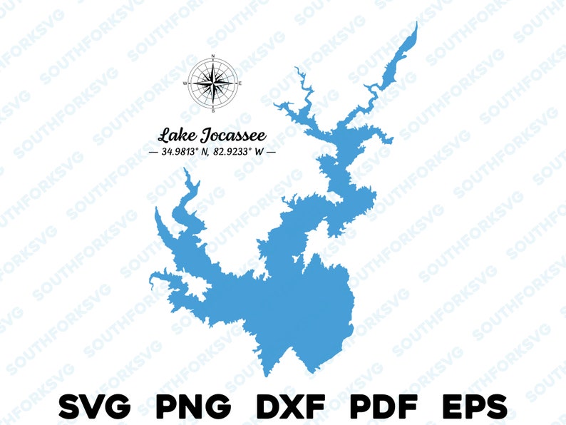 Lake Jocassee South Carolina Map Shape Silhouette Svg Png Dxf Etsy