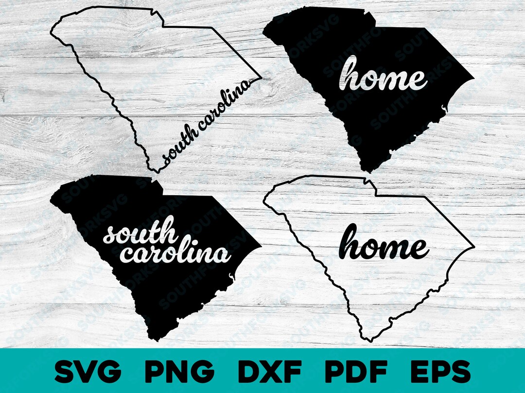 South Carolina State Outline + Silhouette Script Bundle | Svg Png Dxf ...