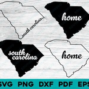 South Carolina State Outline + Silhouette Script Bundle | Svg Png Dxf ...