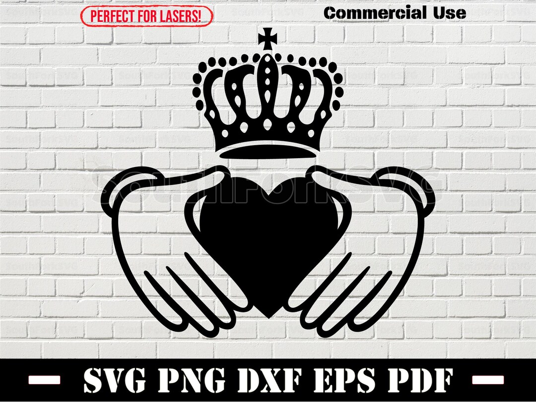 Irish Claddagh Design Svg Png Dxf Eps Pdf | Vector Graphic Design Cut Print Dye Sub Laser ...