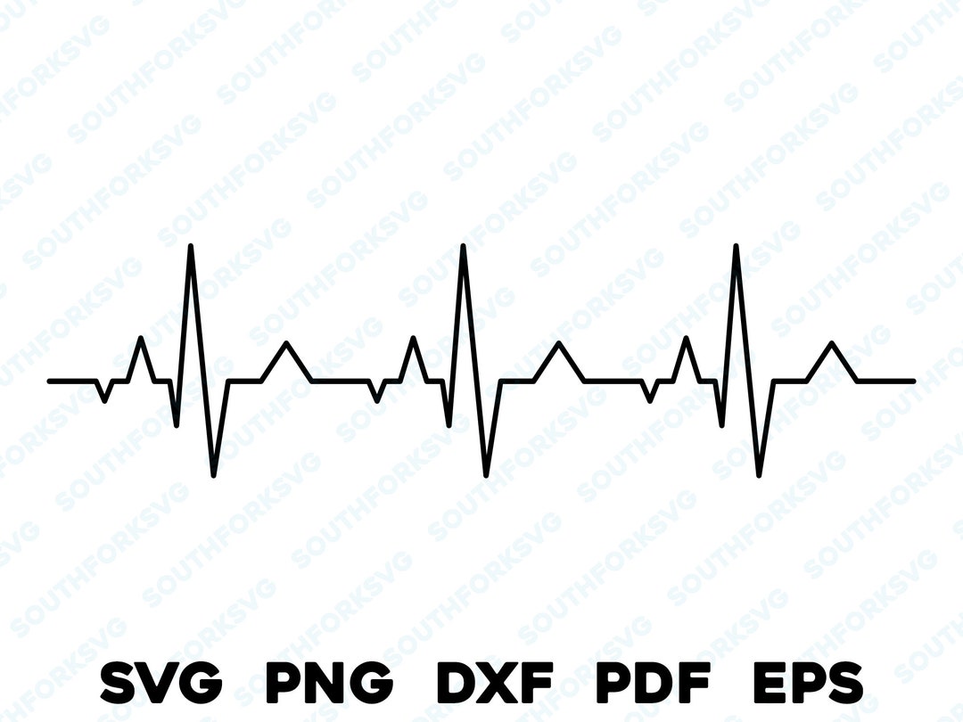 Triple Heartbeat EKG ECG | Svg Png Dxf Eps Pdf | Design Cut Print Laser ...