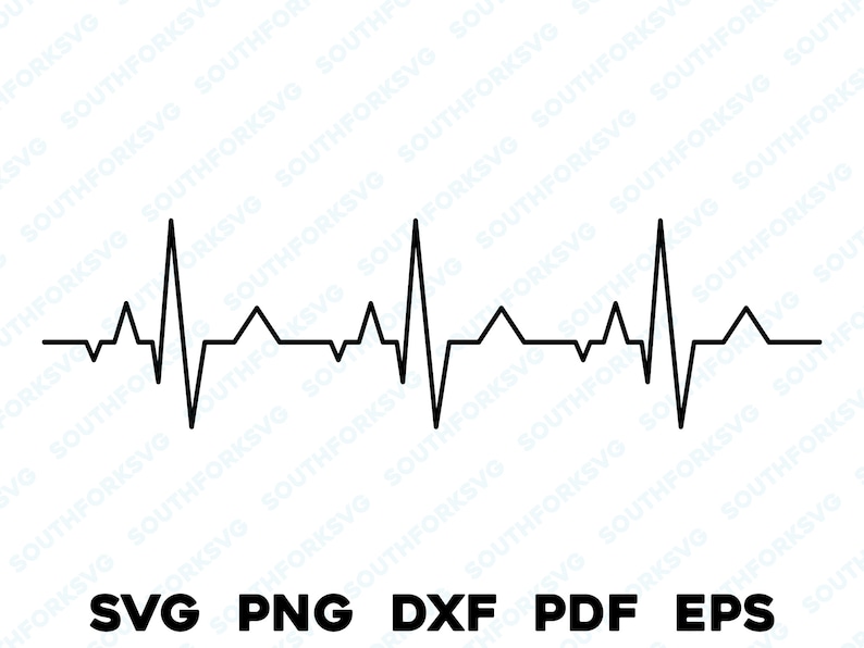 Triple Heartbeat EKG ECG | Svg Png Dxf Eps Pdf | Design Cut Print Laser ...