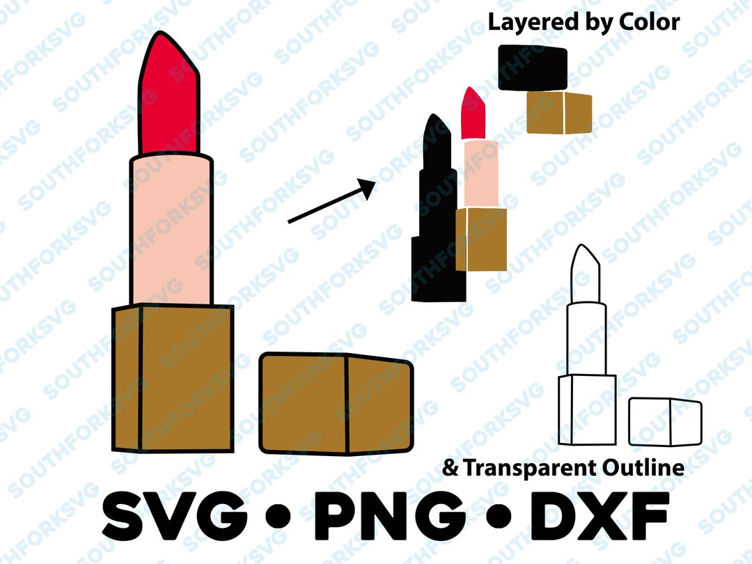 Red Lipstick SVG PNG DXF Layered by Color Cut File for Silhouette ...