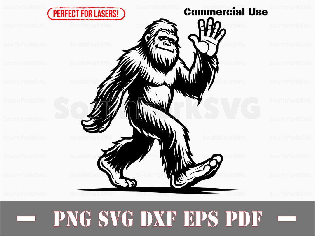 Bigfoot Waving Yeti Sasquatch Svg Png Dxf Pdf Eps | Vector Graphic ...