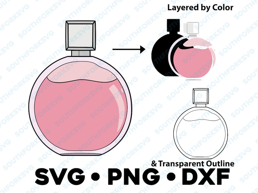 Pink Perfume Bottle SVG PNG DXF Layered by Color Cut File Clip Art ...
