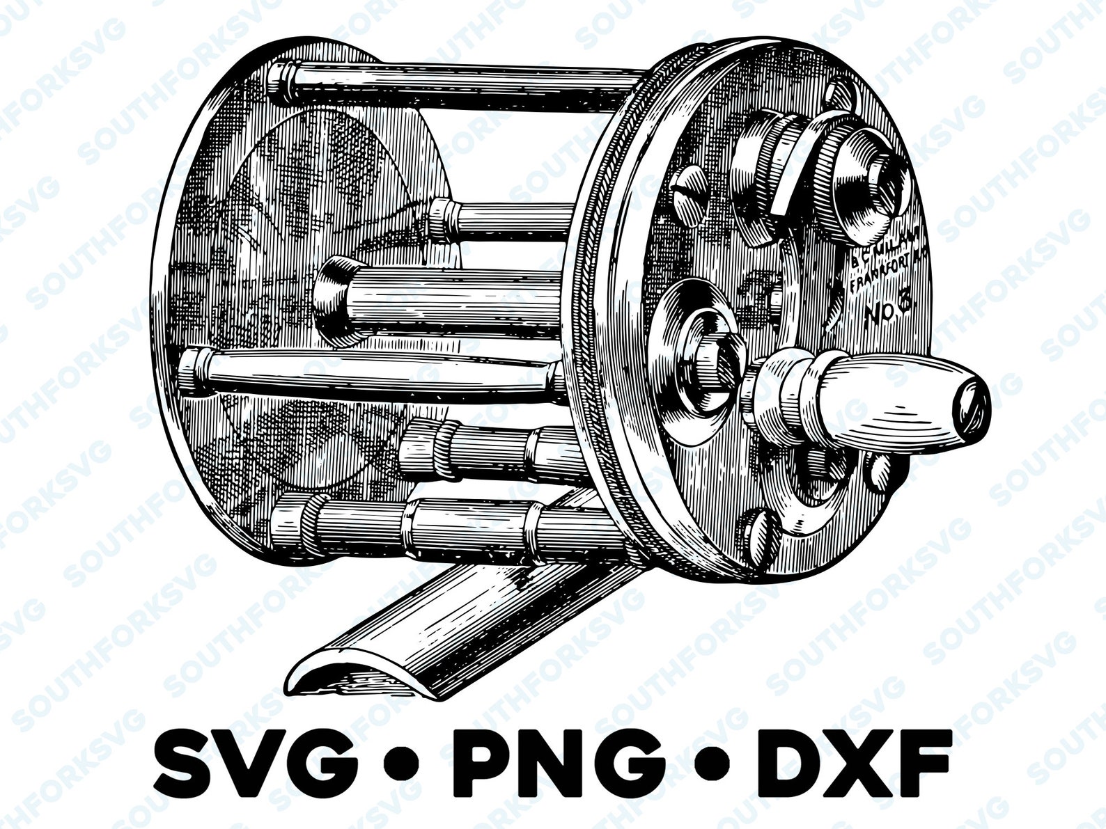 Fishing Reel SVG PNG DXF Vector Graphic Design File Transparent ...