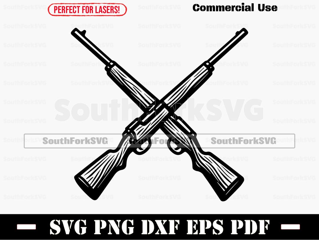 Crossed Rifles Svg Png Dxf Pdf Eps | Cut Print Laser Digital File ...